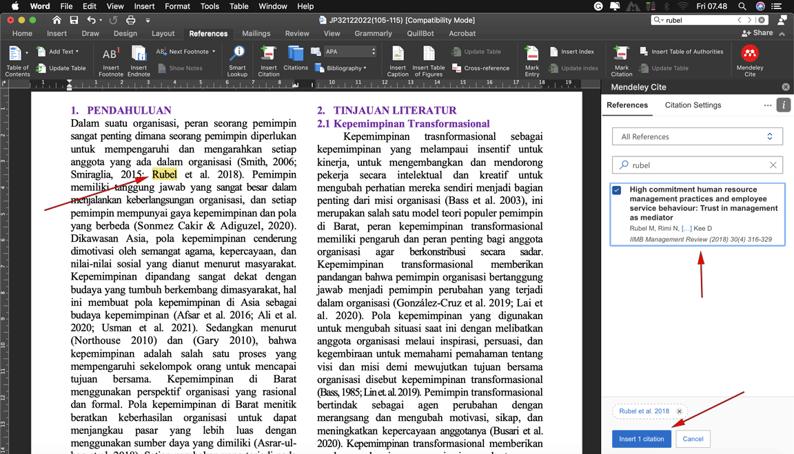 Cara Menulis Daftar Pustaka Menggunakan Mendeley Cite - BAMS